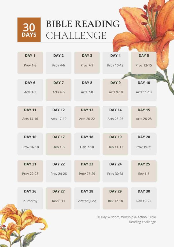 30 Day Wisdom, Worship & Action Bible Reading challenge - Free Bible ...