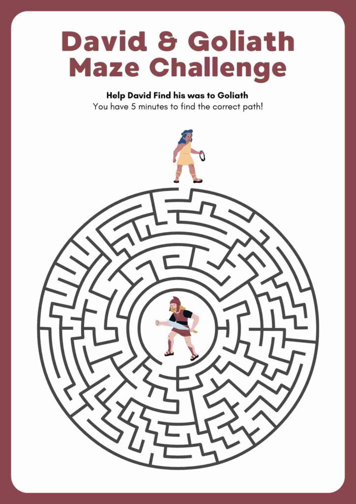 David and Goliath Maze Challenge Worksheet - Free Bible Worksheets