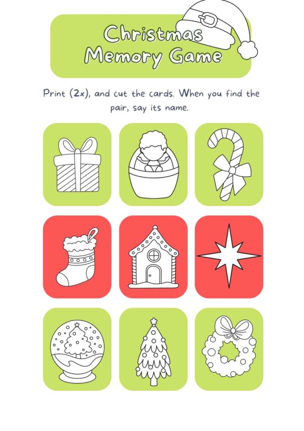 Christian Christmas Themed Colour in Memory Game - Free Bible Worksheets