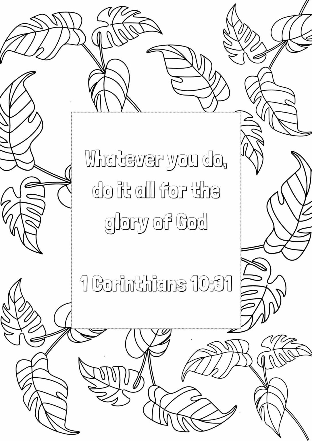 Bible Verse Colouring In - 1 Corinthians 10:31 - Free Bible Worksheets