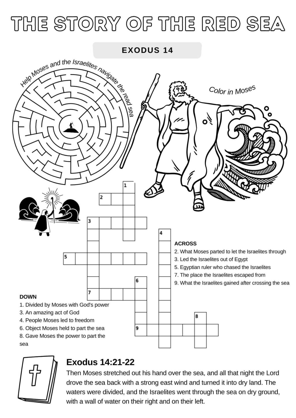 Moses and the Red Sea Multi Worksheet Activity Pack – 8 Activities ...