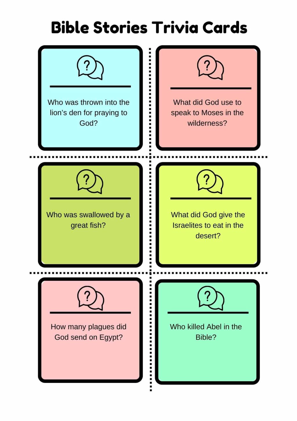 Bible Trivia Story themed Printable Cards | Fun and Engaging Bible ...