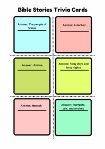 Bible Trivia Story themed Printable Cards | Fun and Engaging Bible ...