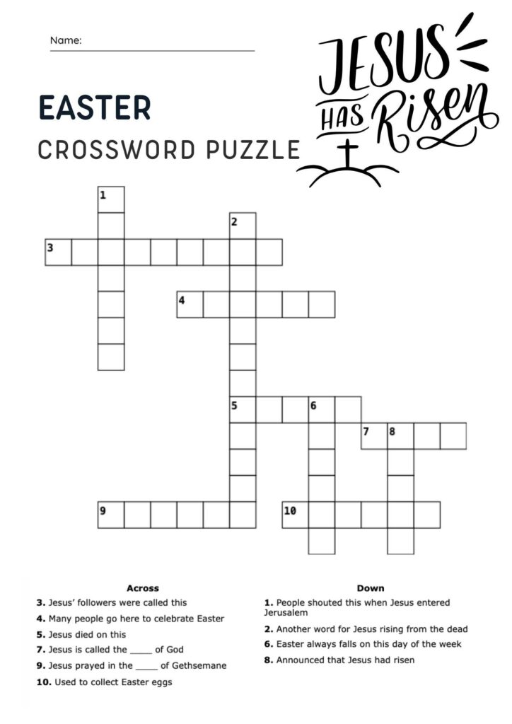 Free Easter Crossword Puzzles – Fun & Printable for Kids - Free Bible ...
