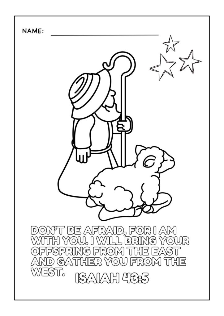Preschool - Isaiah 43:5 Coloring Page – Shepherd and Sheep - Free Bible ...