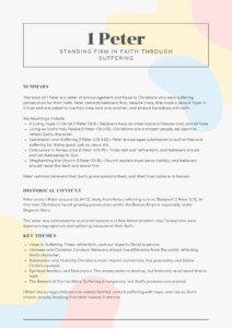 1 Peter Bible Summary Sheet Printable – Suffering for Christ and Living ...