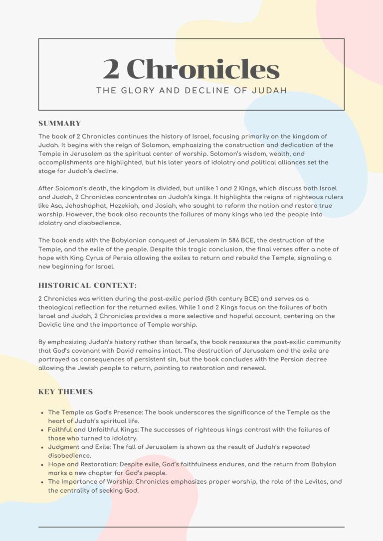 The Historical Books of the Bible – Printable Bible Summary Sheets ...