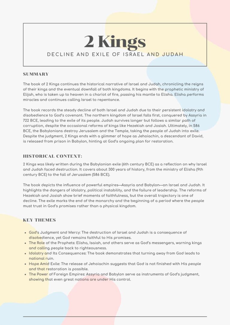 The Historical Books of the Bible – Printable Bible Summary Sheets ...