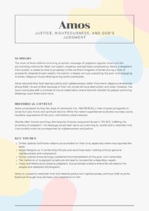 Amos Bible Summary Sheet Printable – God’s Call for Justice and ...