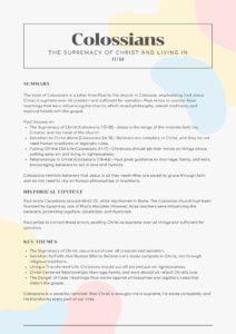 Colossians Bible Summary Sheet Printable – The Supremacy of Christ and ...