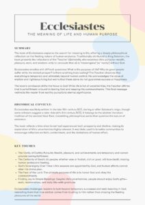 Ecclesiastes Bible Summary Sheet Printable – Discovering Life’s True ...