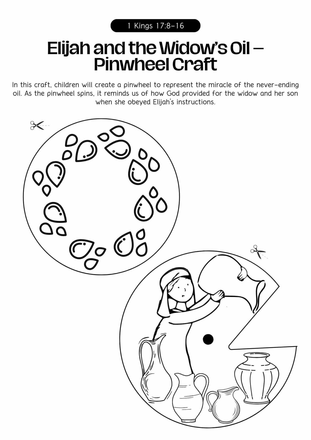 Elijah and the Widow’s Oil – Pinwheel Craft Printable - Free Bible ...