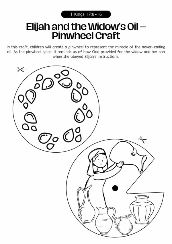 Elijah and the Widow’s Oil – Pinwheel Craft Printable - Free Bible ...