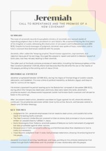 Jeremiah Bible Summary Sheet Printable – God’s Call to Repentance and ...
