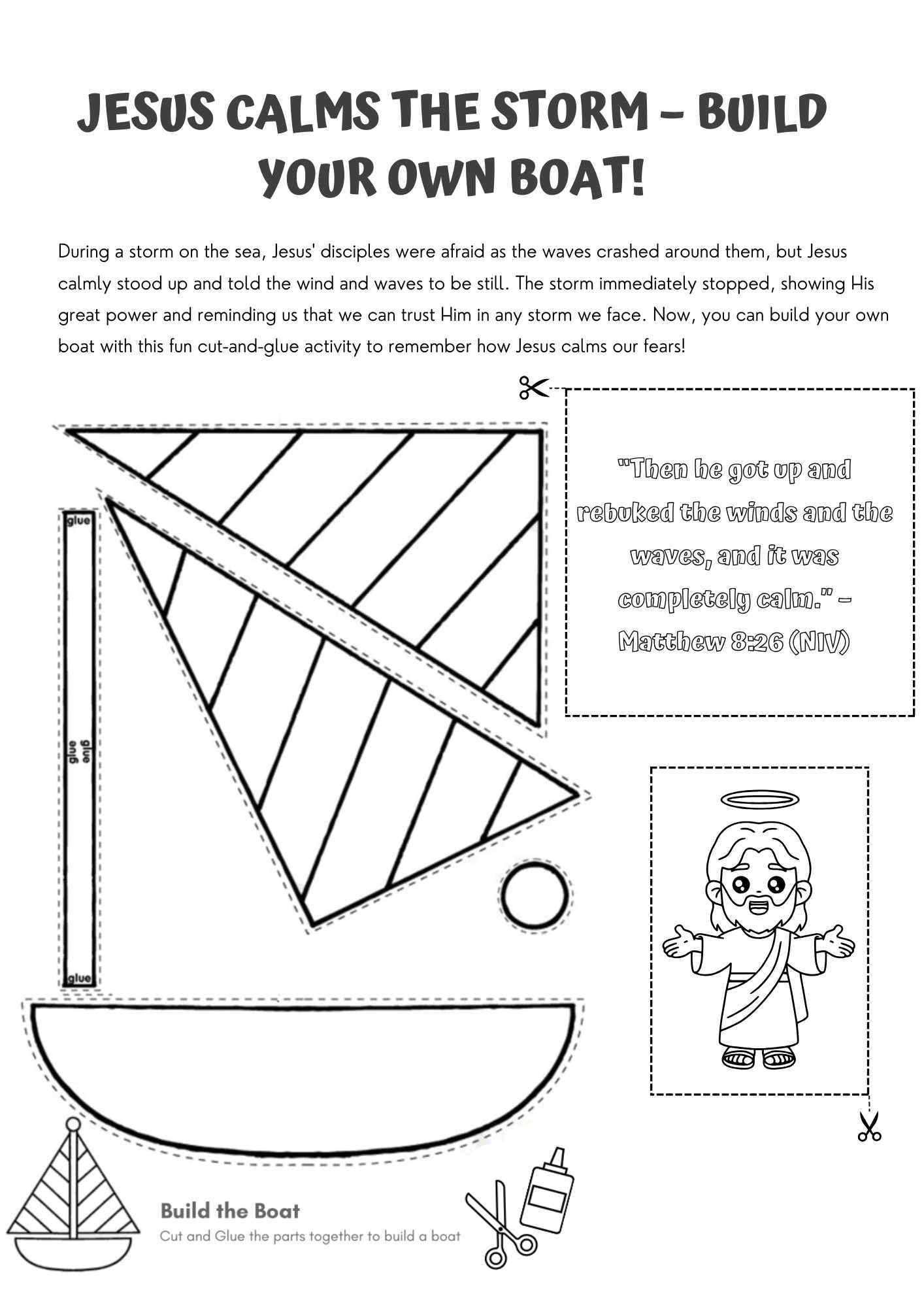 Jesus Calms the Storm – Build Your Own Boat! - Free Bible Worksheets