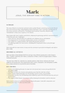 Mark Bible Summary Sheet Printable – The Fast-Paced Gospel of Action ...
