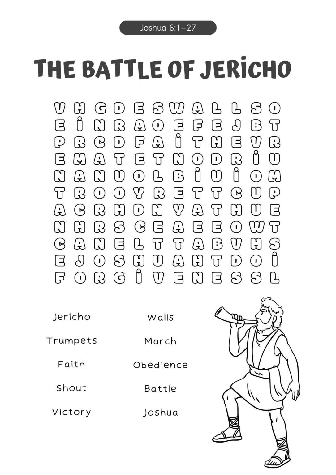 The Battle of Jericho – Walls Fall Down: 6 Bible Activity Sheet with ...