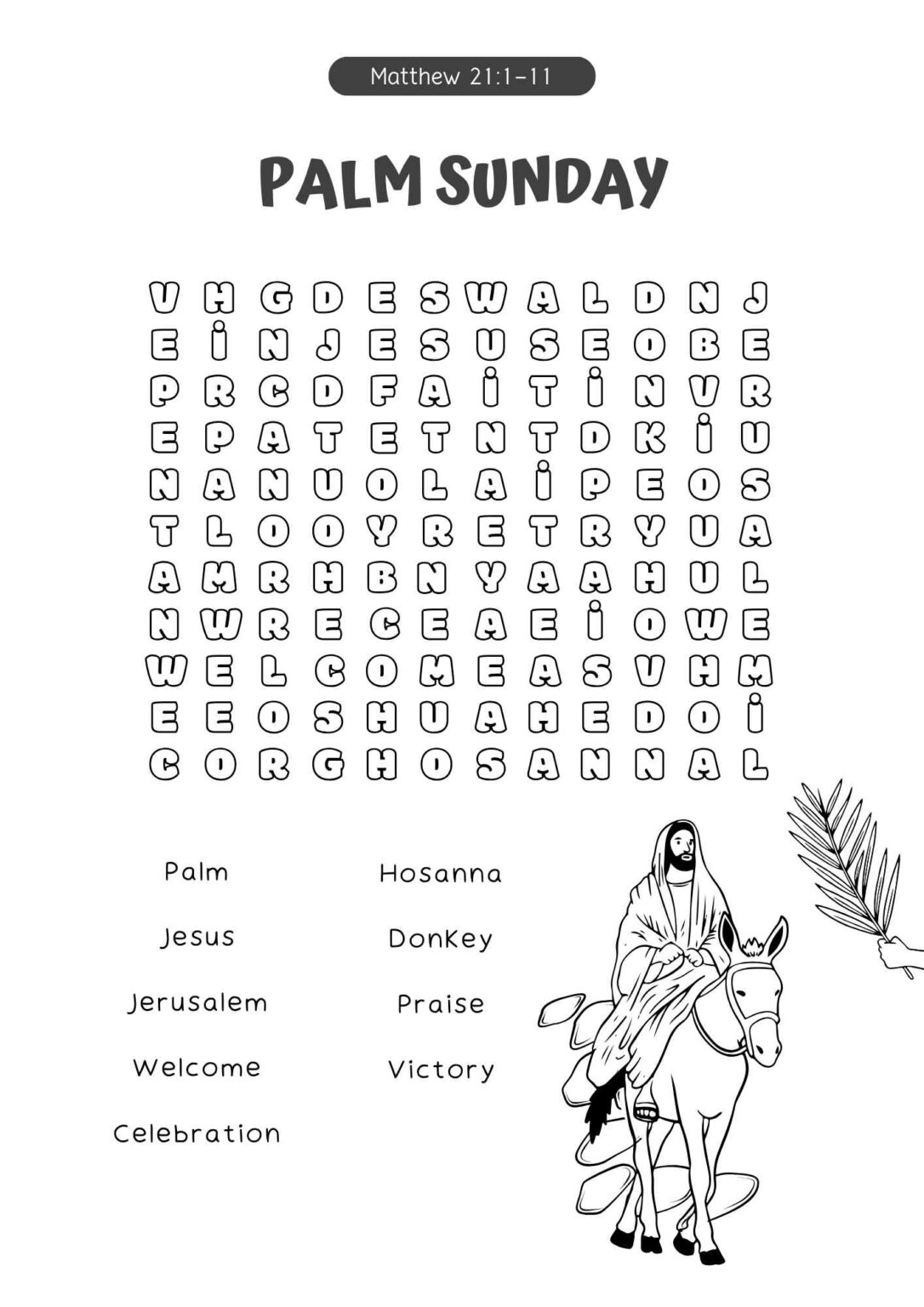Palm Sunday Multi Worksheet Activity Pack – 6 Activities - Free Bible ...
