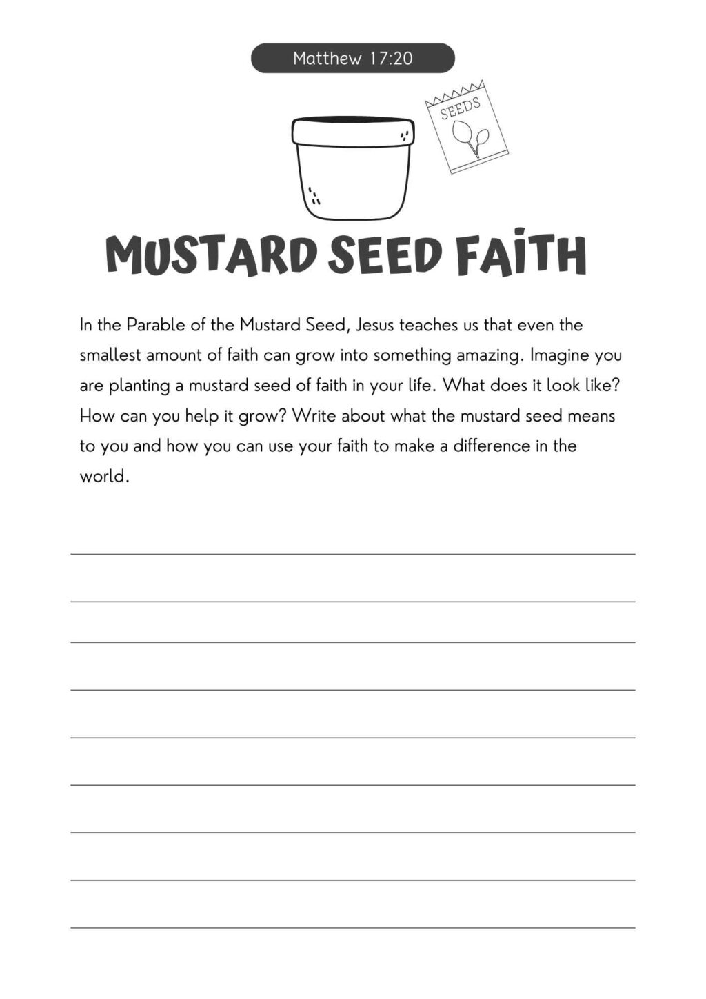 Parable of the Mustard Seed Multi Worksheet Activity Pack – 8 ...