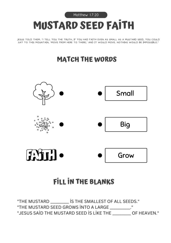 Parable of the Mustard Seed Multi Worksheet Activity Pack – 8 ...