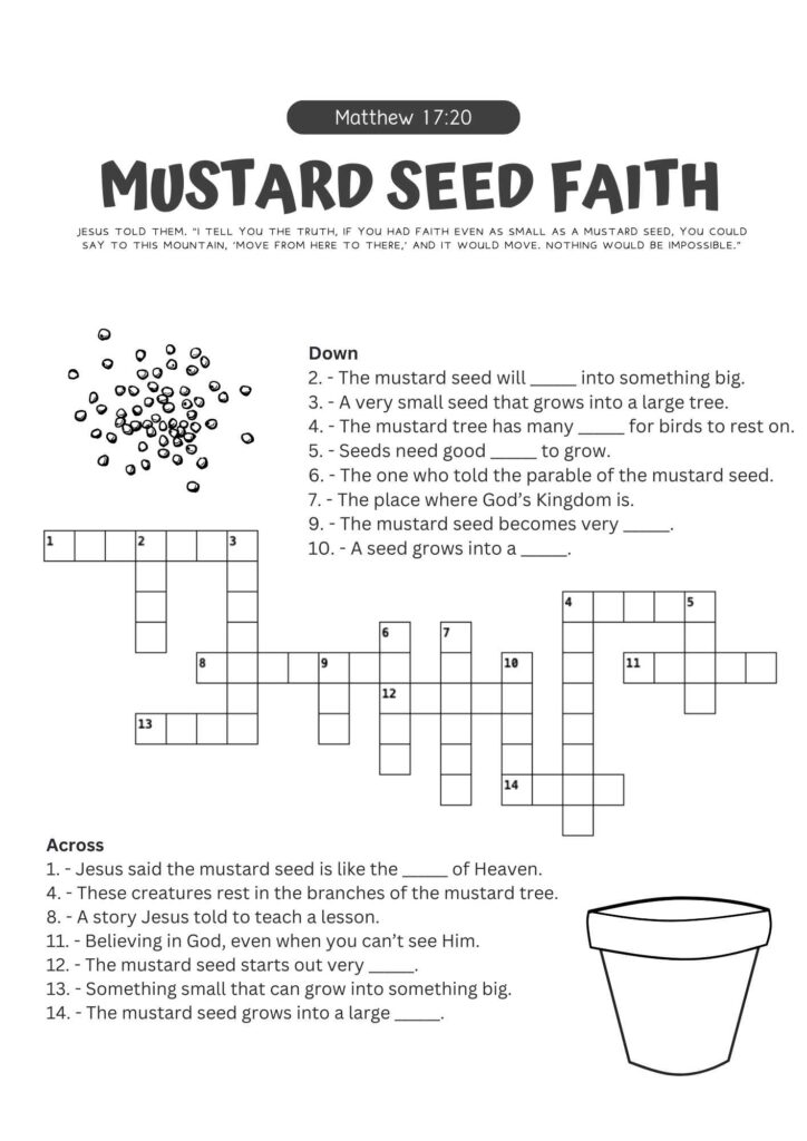 Parable of the Mustard Seed Multi Worksheet Activity Pack – 8 ...