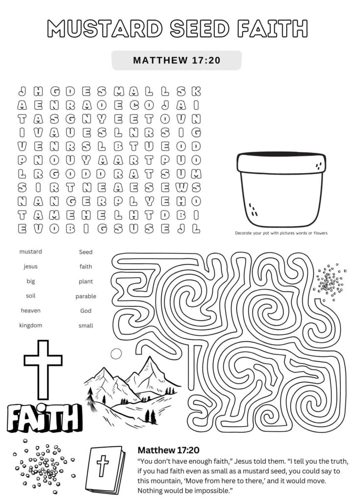Parable of the Mustard Seed Multi Worksheet Activity Pack – 8 ...