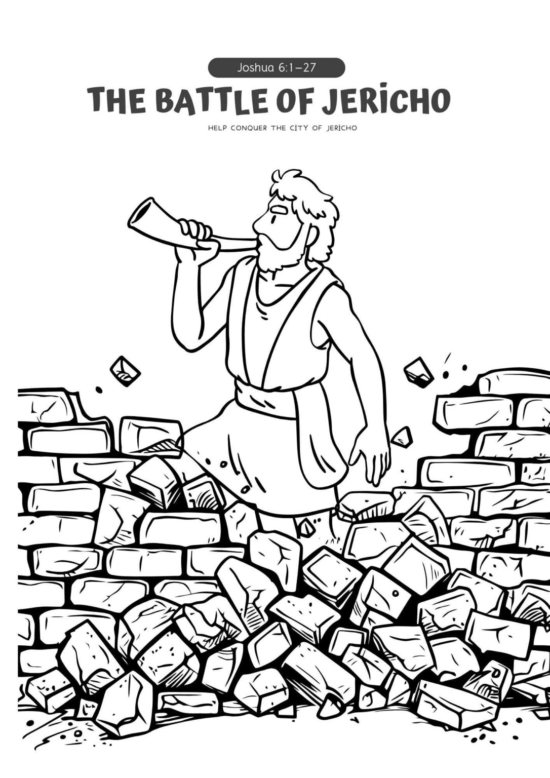 The Battle of Jericho – Walls Fall Down: 6 Bible Activity Sheet with ...