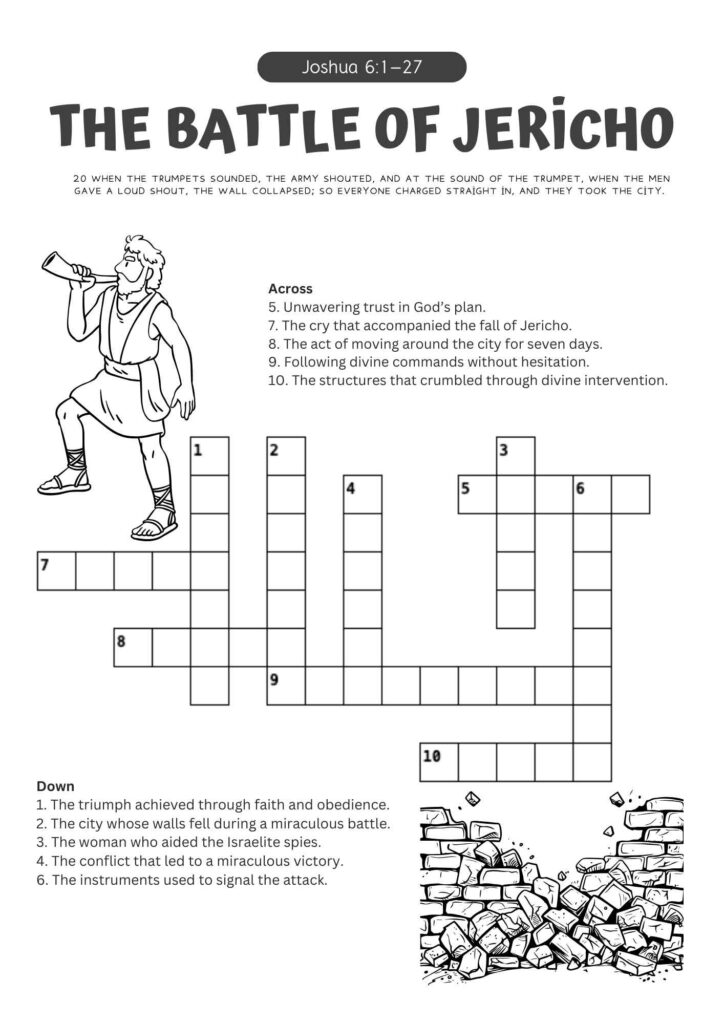 The Battle of Jericho – Walls Fall Down: 6 Bible Activity Sheet with ...