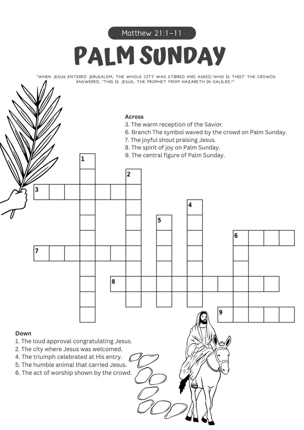 Palm Sunday Multi Worksheet Activity Pack – 6 Activities - Free Bible ...