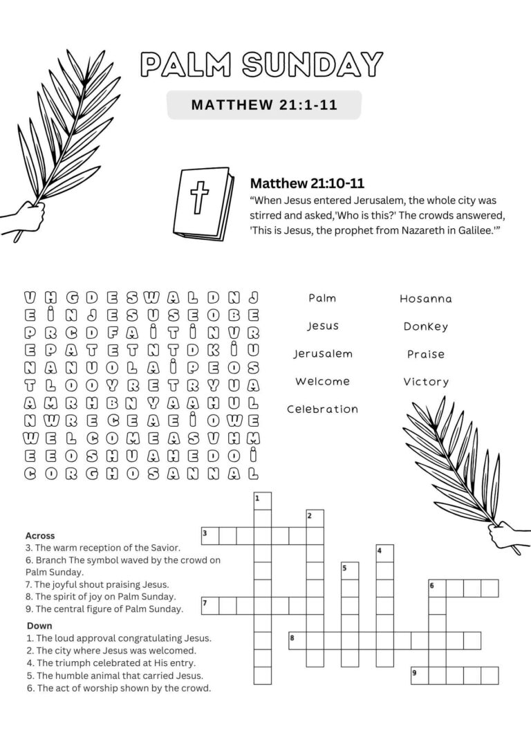 Palm Sunday Multi Worksheet Activity Pack – 6 Activities - Free Bible ...