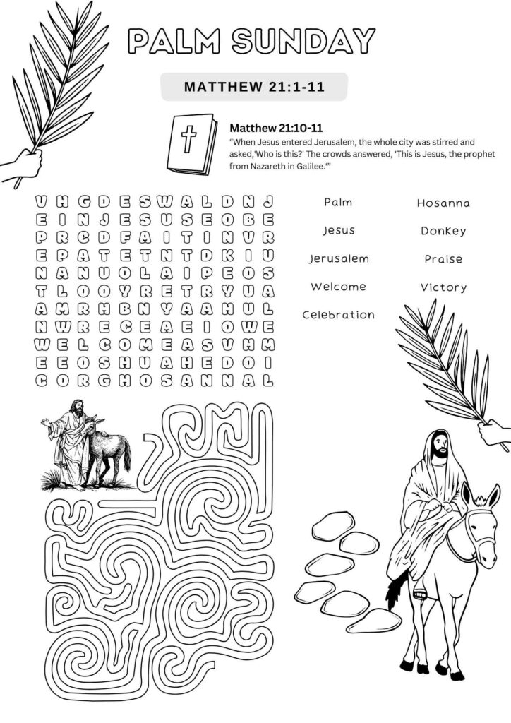 Palm Sunday Multi Worksheet Activity Pack – 6 Activities - Free Bible ...