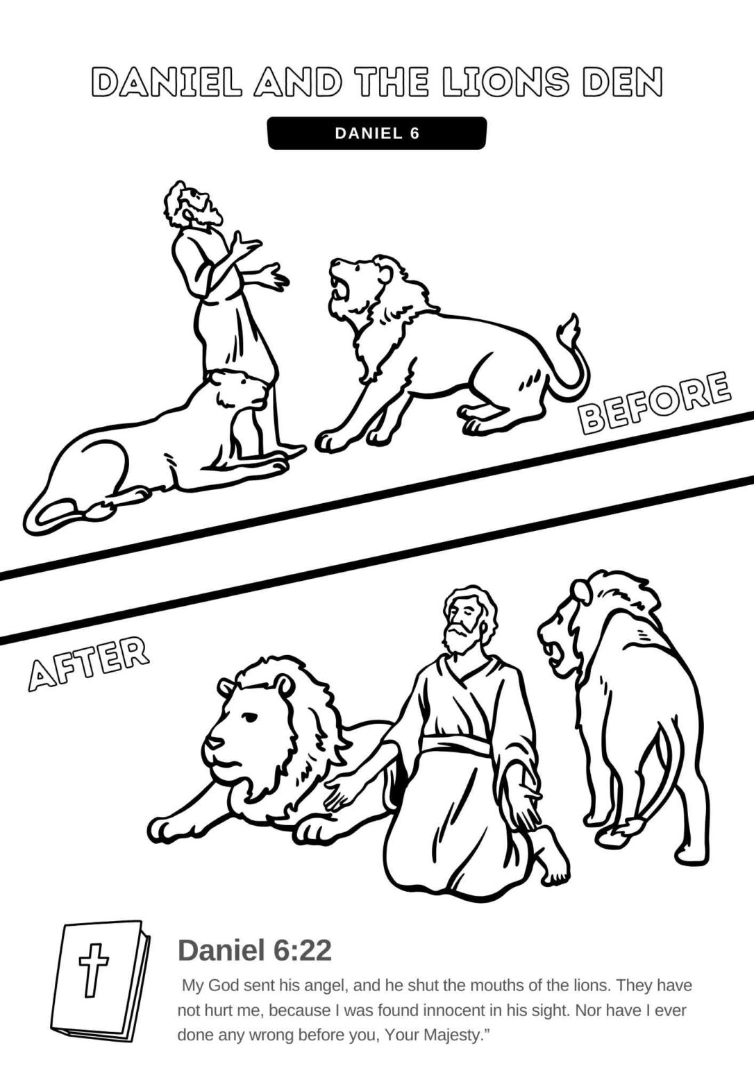 Daniel and the Lions' Den Scene Coloring & Multi-Activity Sheet - Fun ...