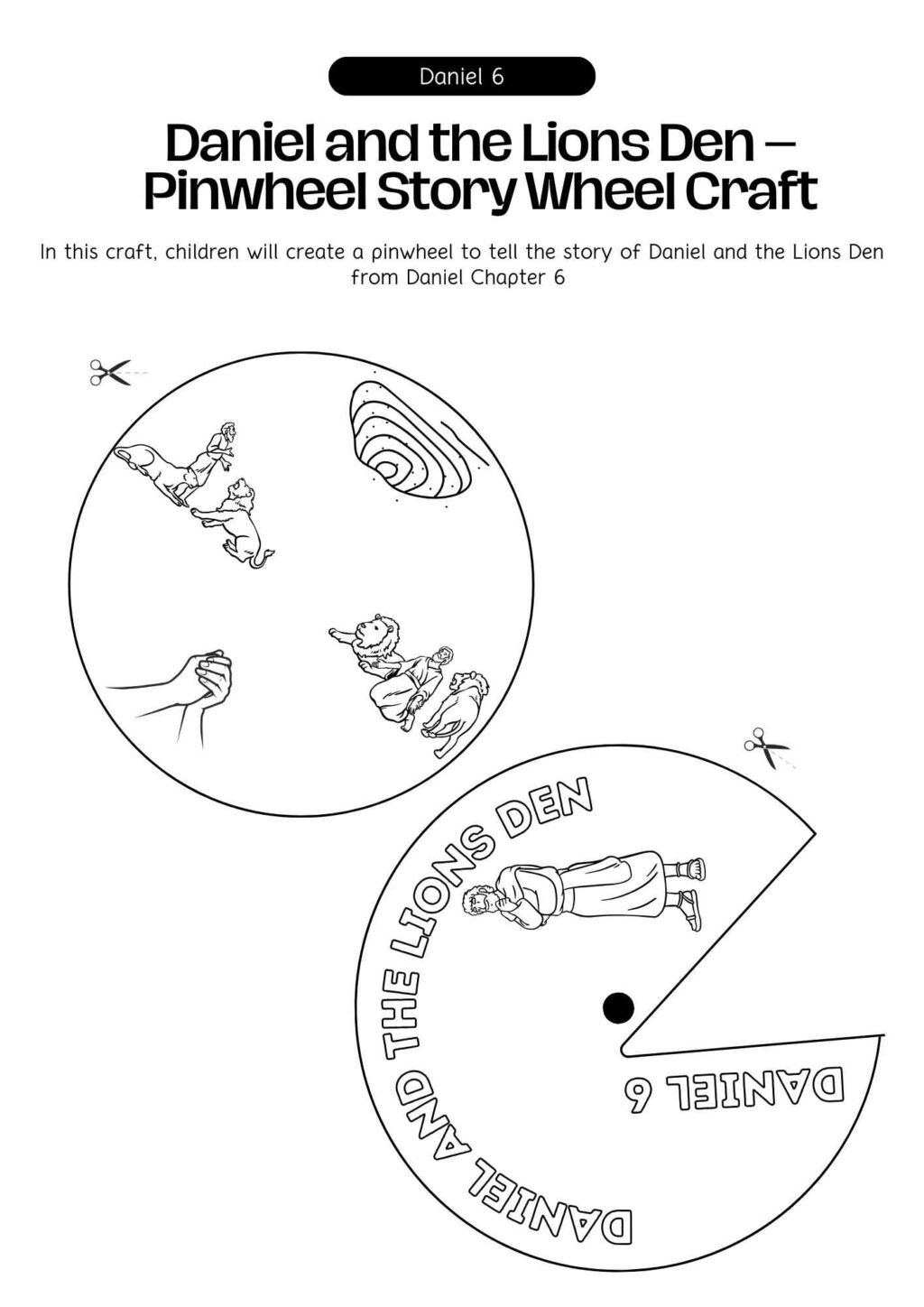 Daniel and the Lions' Den Printable Story Pinwheel Craft - Fun Bible Activity for Kids - Free ...