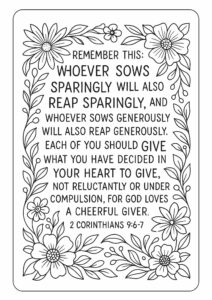 Christian generosity themed coloring pages - Free Bible Worksheets