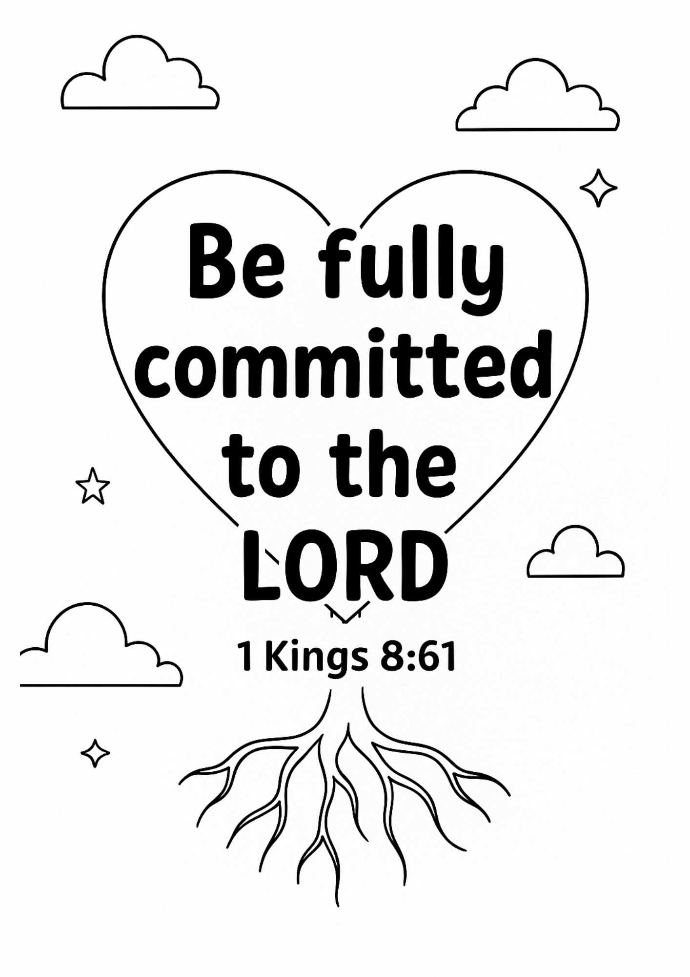 1 Kings 8:61 Memory Verse Coloring Page – “Be Fully Committed to the ...