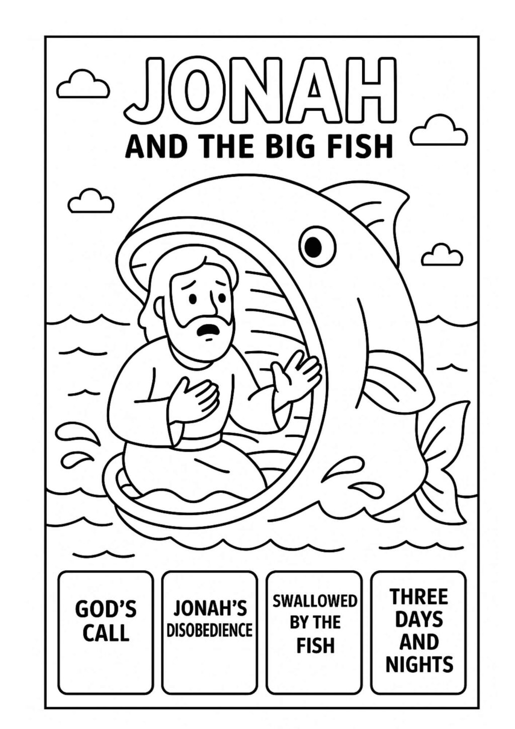 Jonah – 3-Part Coloring Page Set (Free Bible Printables for Kids ...