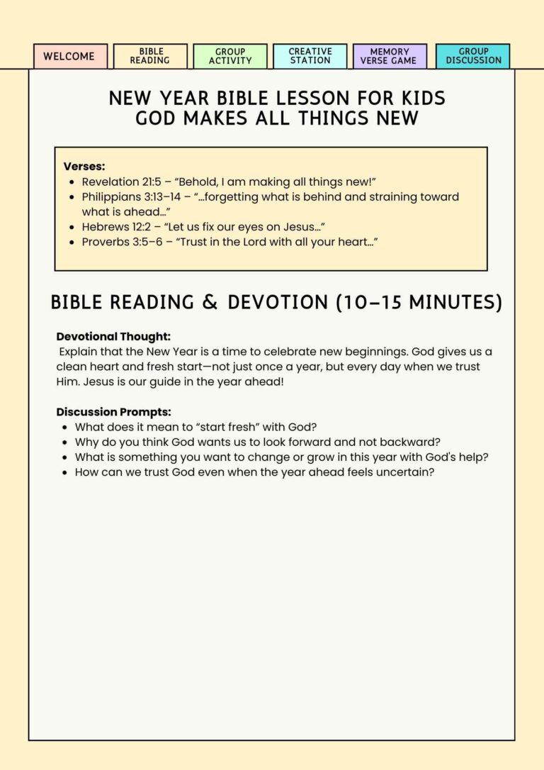 New Year Bible Lesson – Free Printable Lesson Plan, Memory Game ...