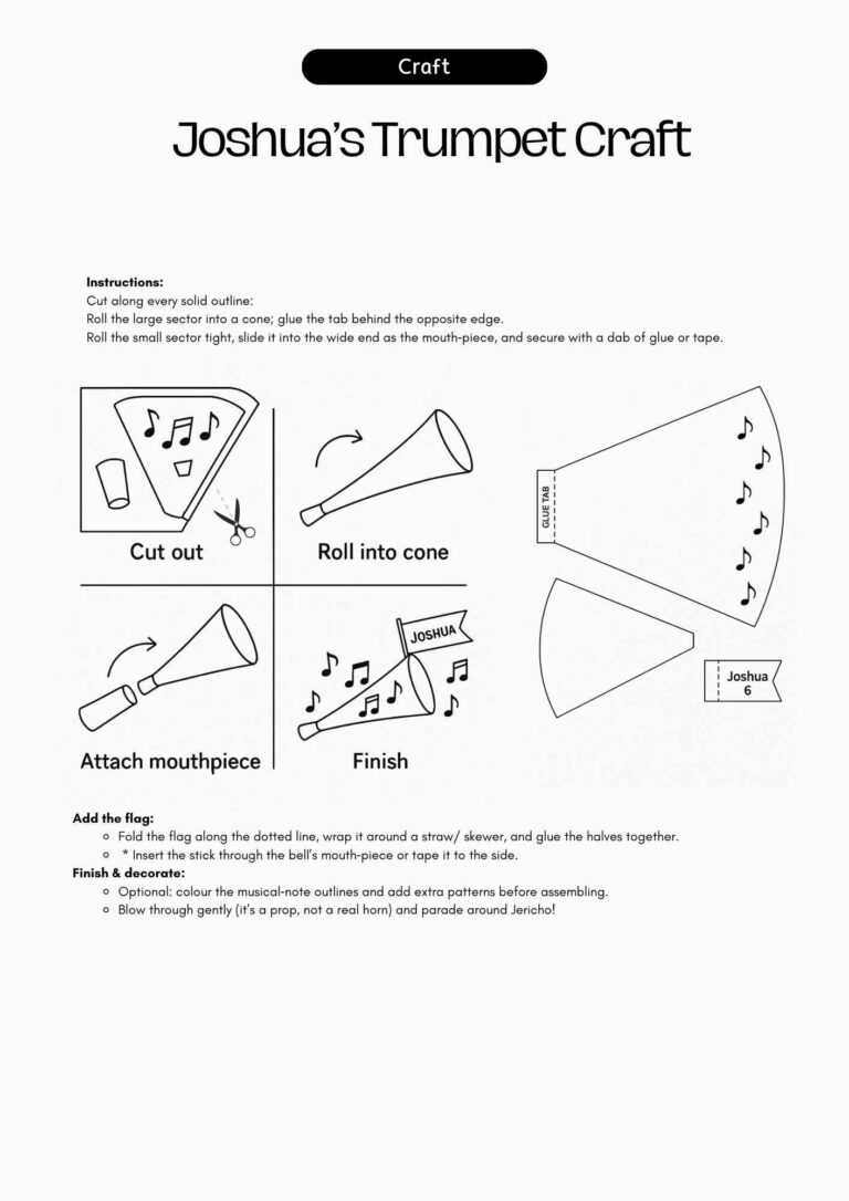 Joshua’s Trumpet Craft – Walls of Jericho Printable - Free Bible Worksheets