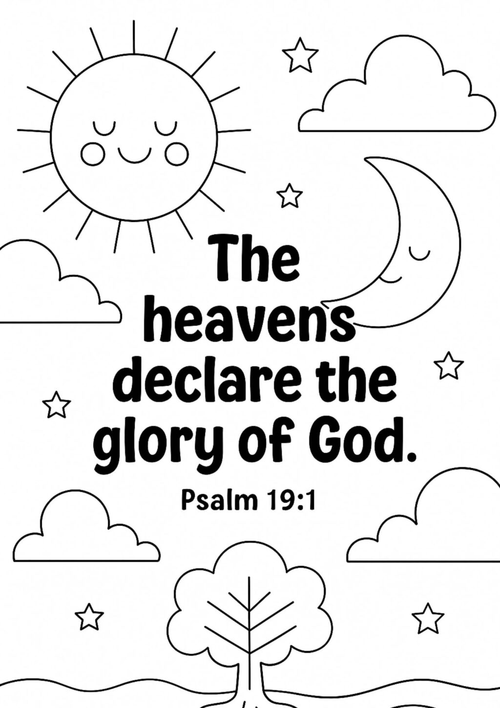 Psalm 19:1 Memory Verse Coloring Page – “The Heavens Declare the Glory ...