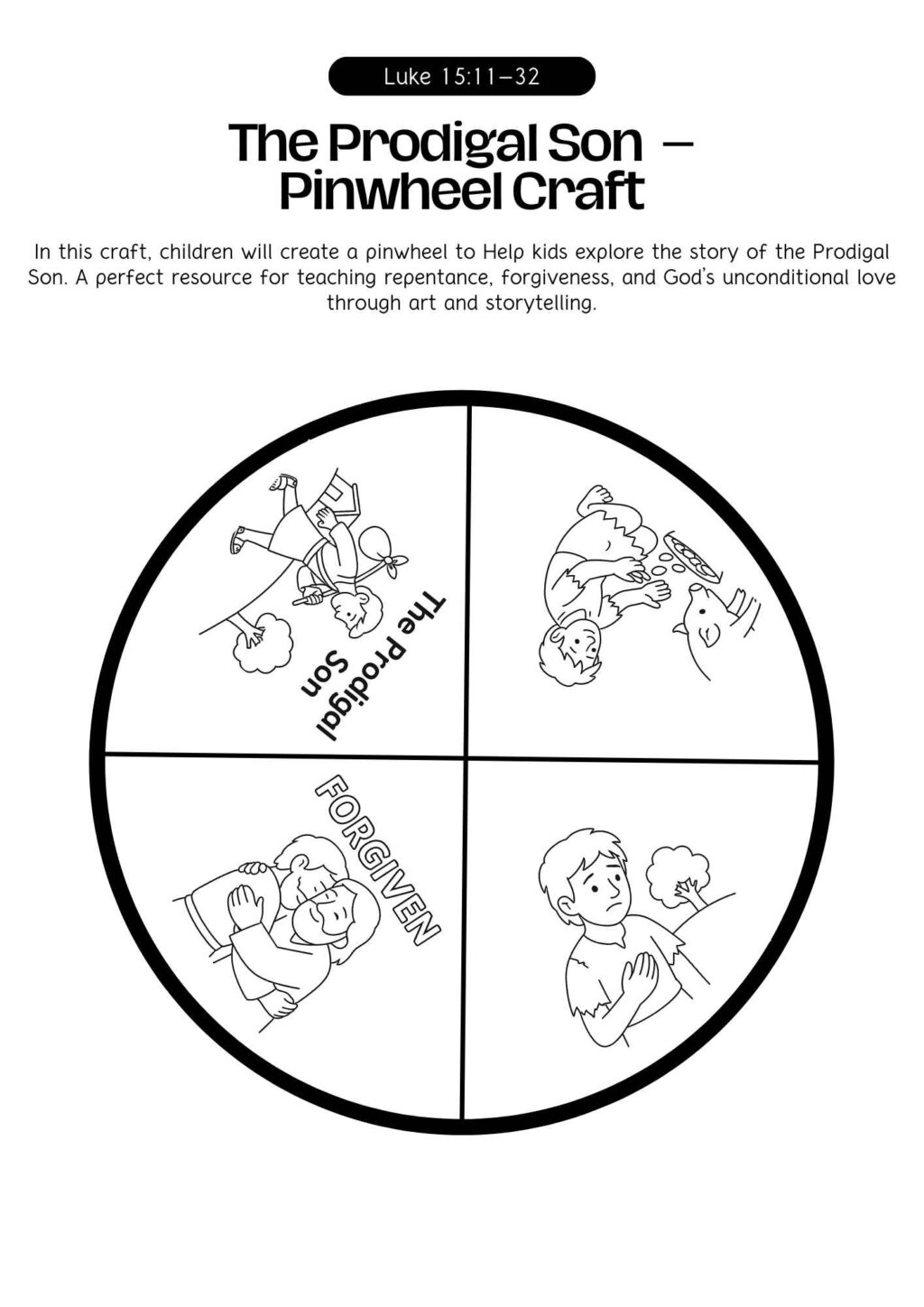 Free “The Prodigal Son” Bible Story Printable – Four-Scene Pinwheel ...
