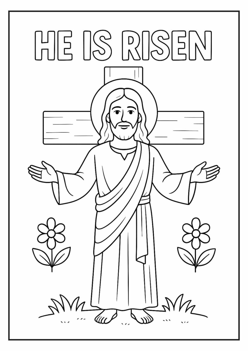 He Is Risen – Easter Coloring Page of Jesus - Free Bible Worksheets