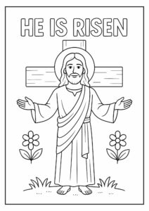 He Is Risen – Easter Coloring Page of Jesus - Free Bible Worksheets