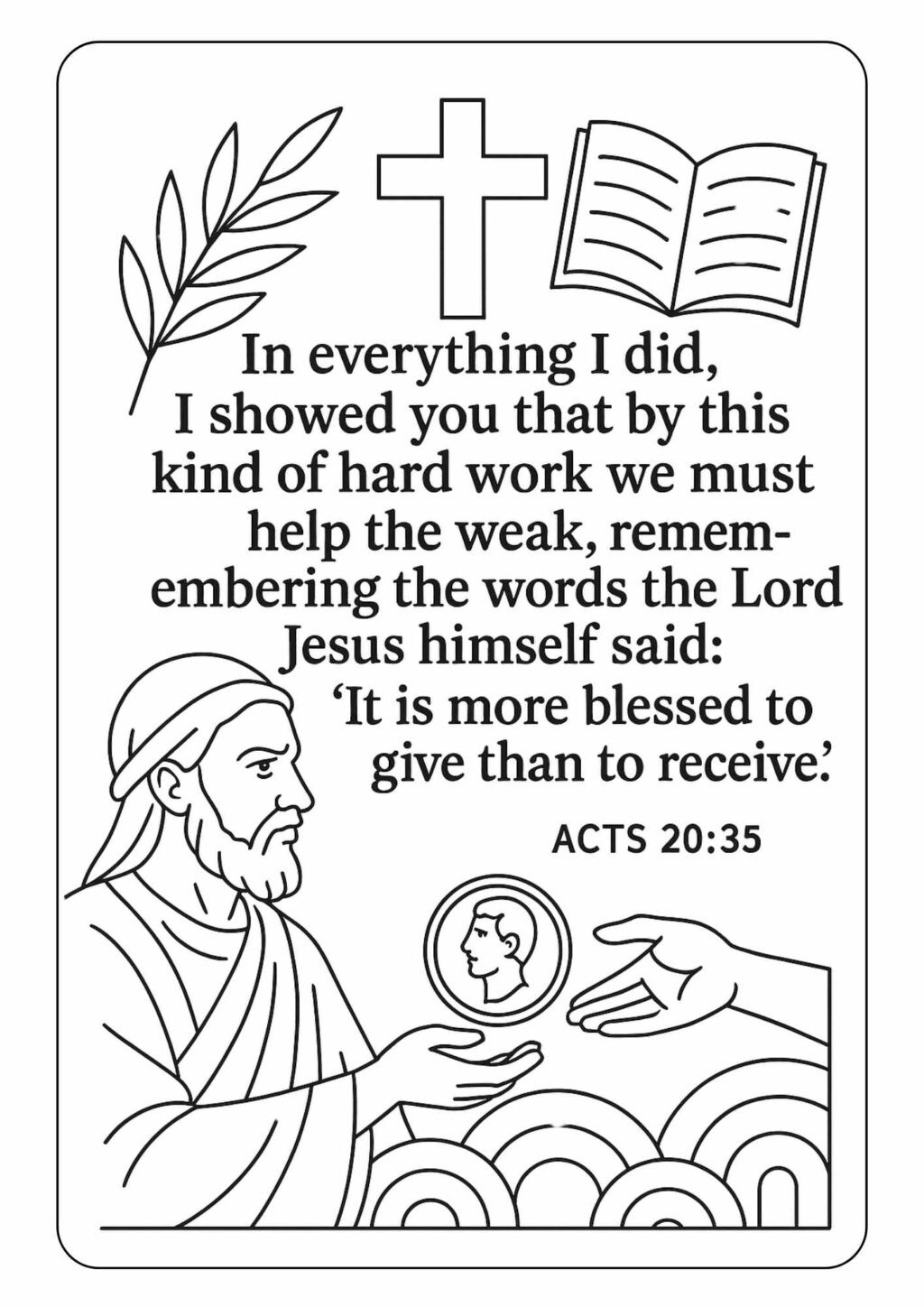 Christian generosity themed coloring pages - Free Bible Worksheets