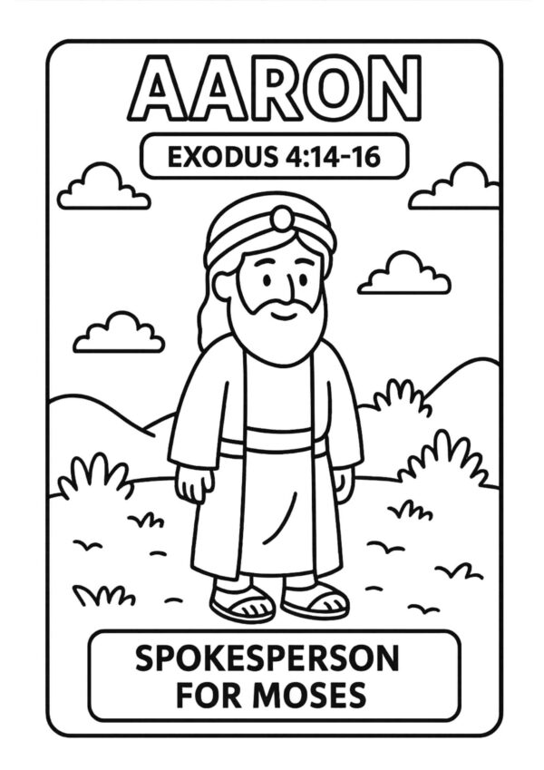 Aaron Bible Character Coloring Page – Free Printable for Kids (Exodus 4 ...