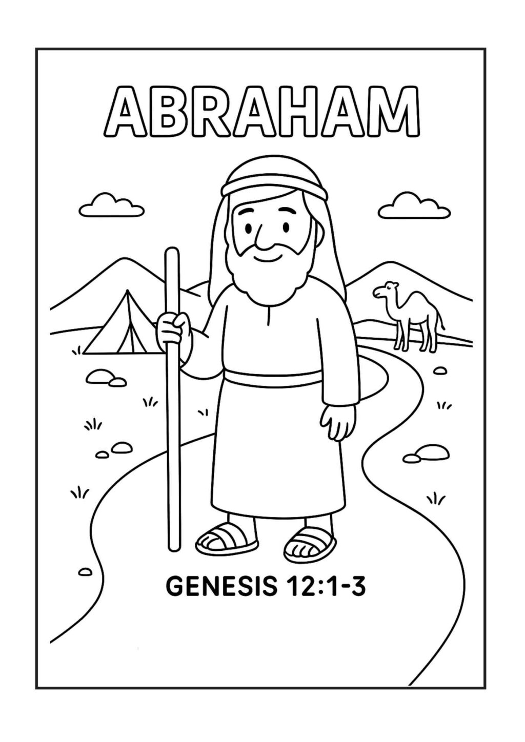 Abraham Bible Character Coloring Page – Free Printable for Kids ...