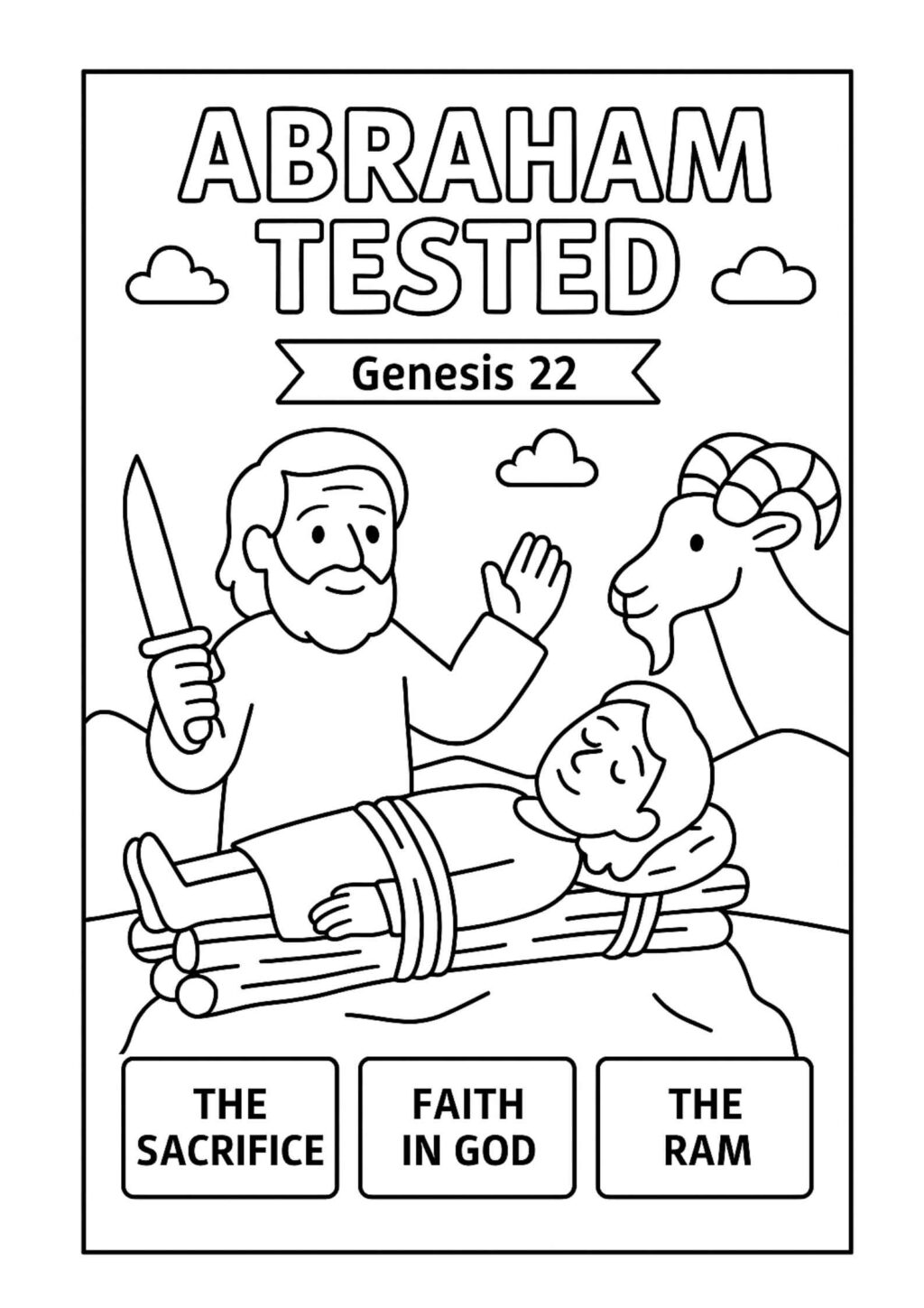 Abraham Tested Coloring Page – Free Genesis 22 Printable for Kids ...