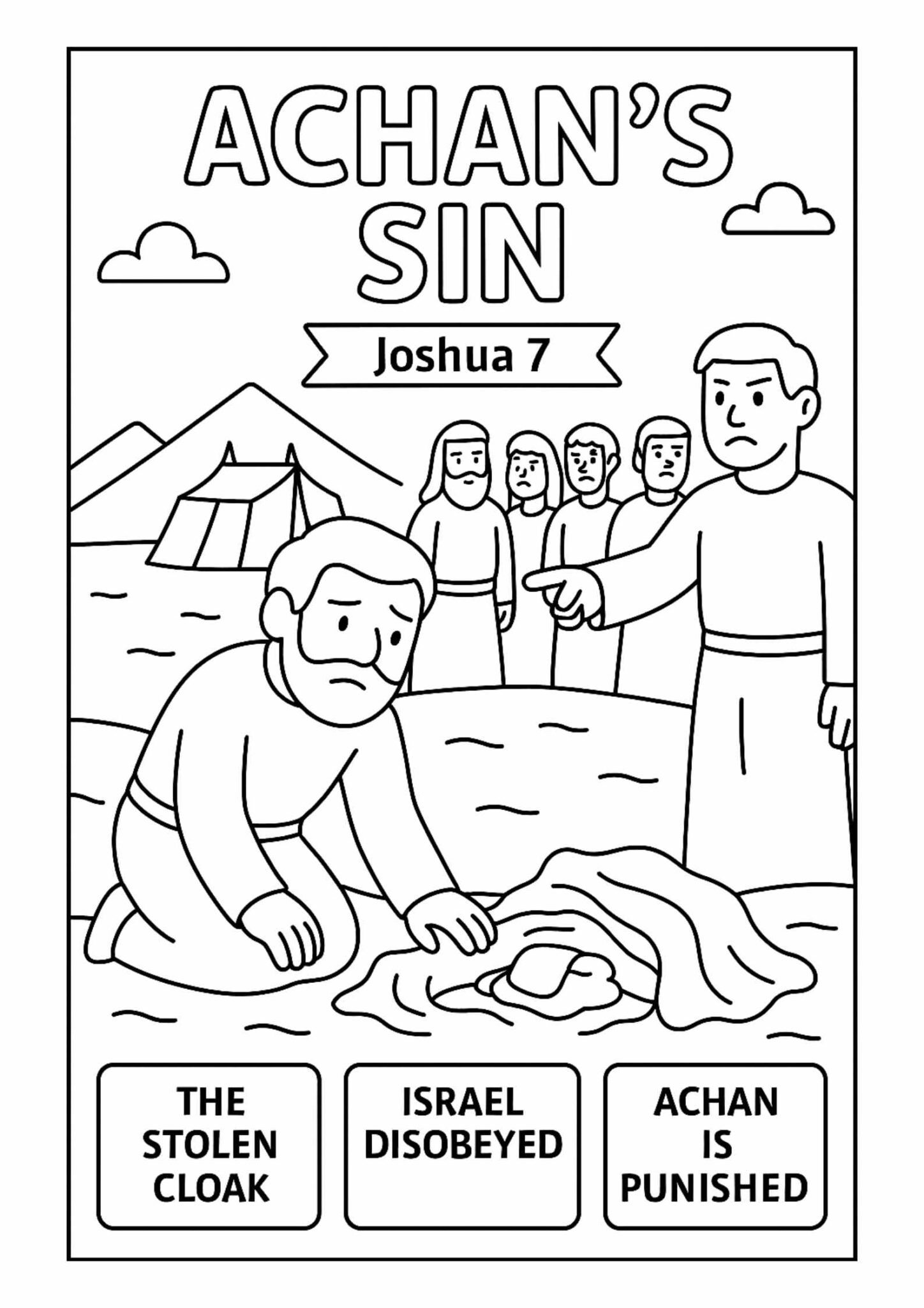 Achan’s Sin Coloring Page – Free Joshua 7 Printable for Kids - Free ...