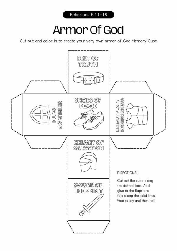Armor of God – Printable Memory Cube for Kids (Ephesians 6:11–18 ...