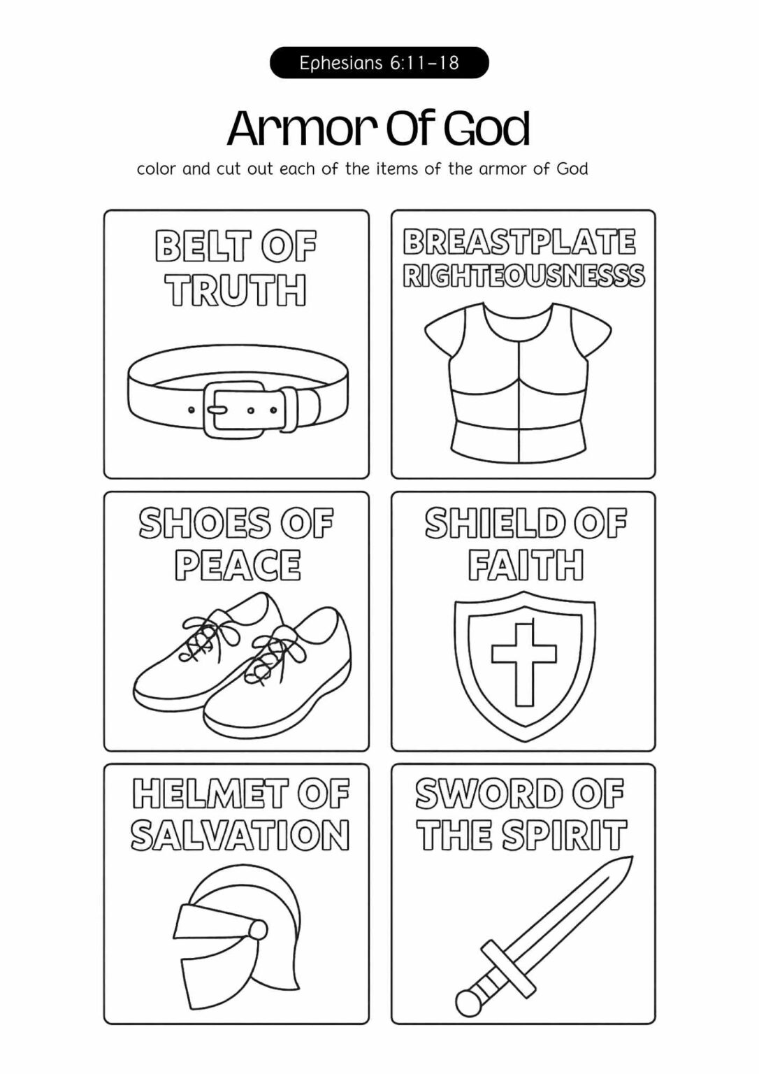 Armor of God – Printable Training Flashcards for Kids (Ephesians 6:11 ...