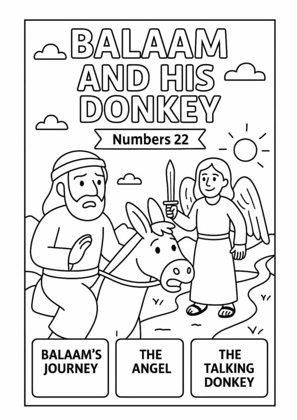 Balaam and His Donkey Coloring Page – Free Numbers 22 Printable for ...